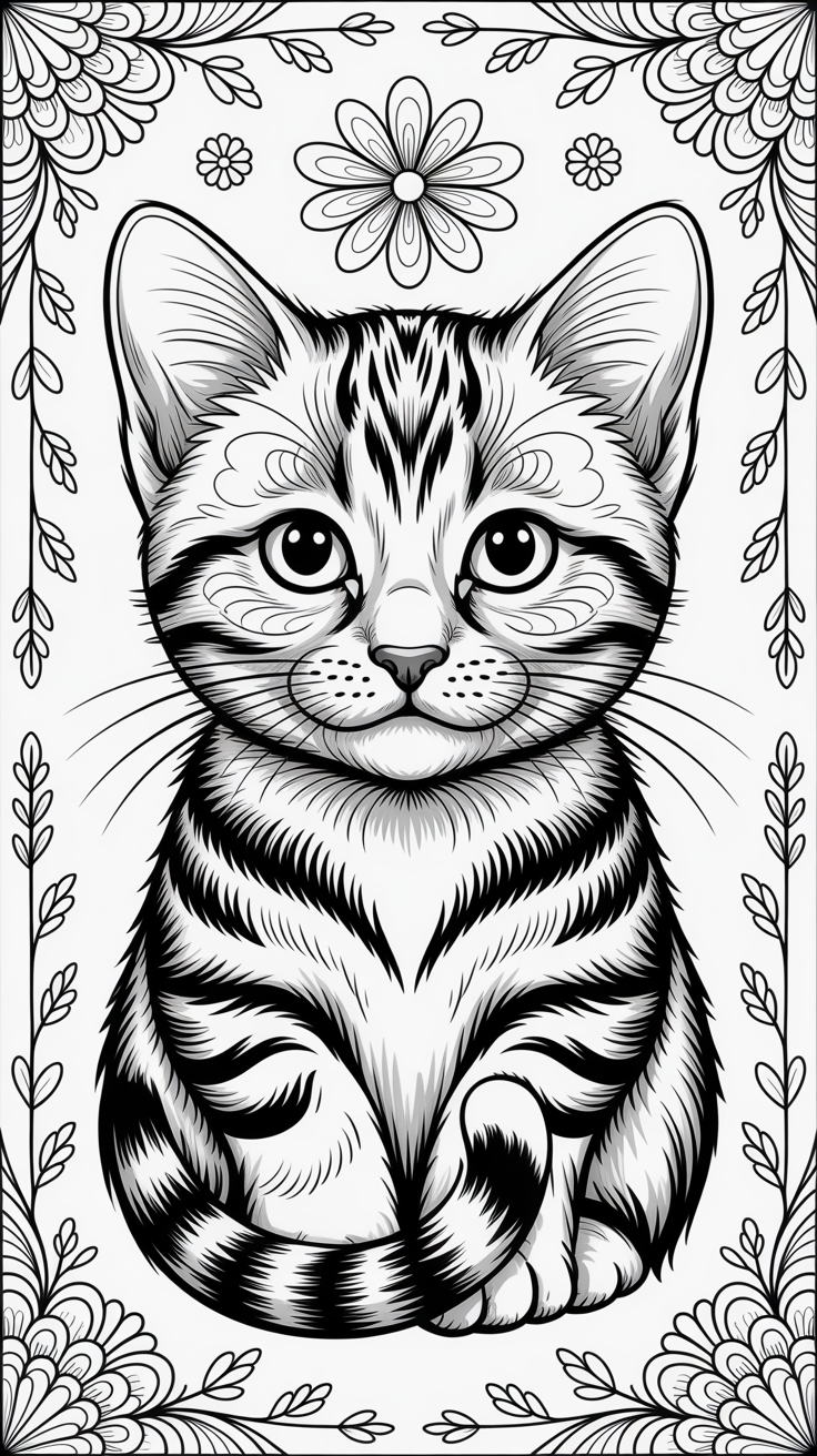 Adorable Kitten Coloring Pages – Cute & Creative Fun for Kids and Cat ...